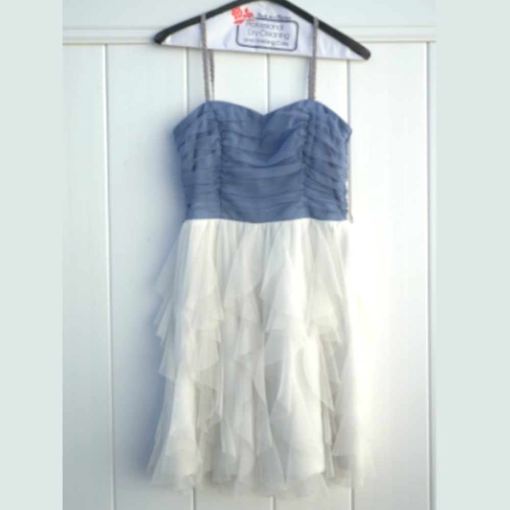 Short Formal Prom Dress With Layered Ruffles, Blue To… - Gem